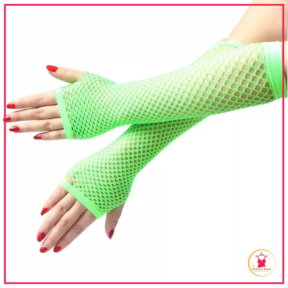 Neon Sexy Fishnet Lace Fingerless Handsleeves - In Pakistan – PETALS WEAR